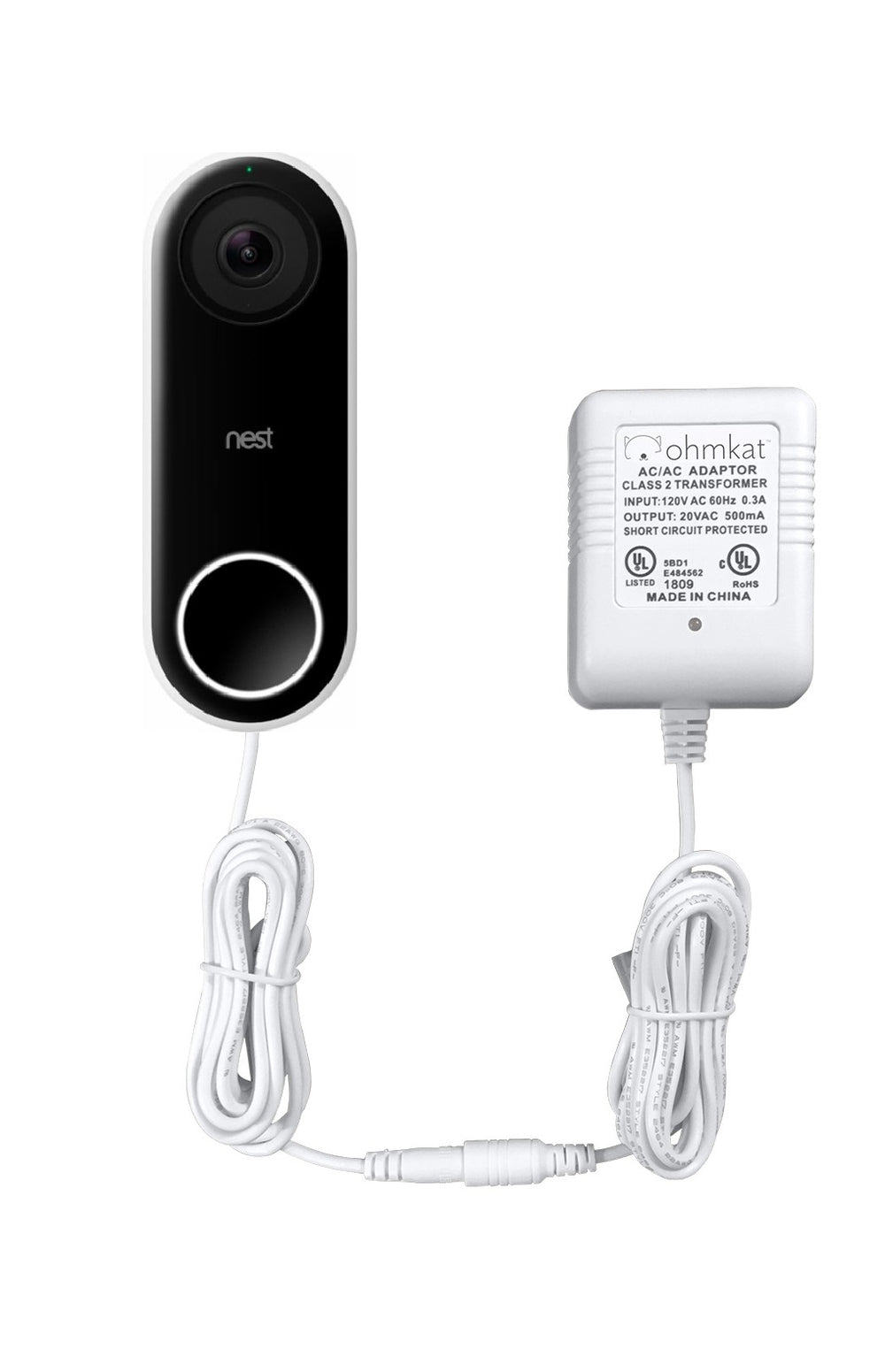 OhmKat Video Doorbell Power Supply Compatible with Nest All Generat